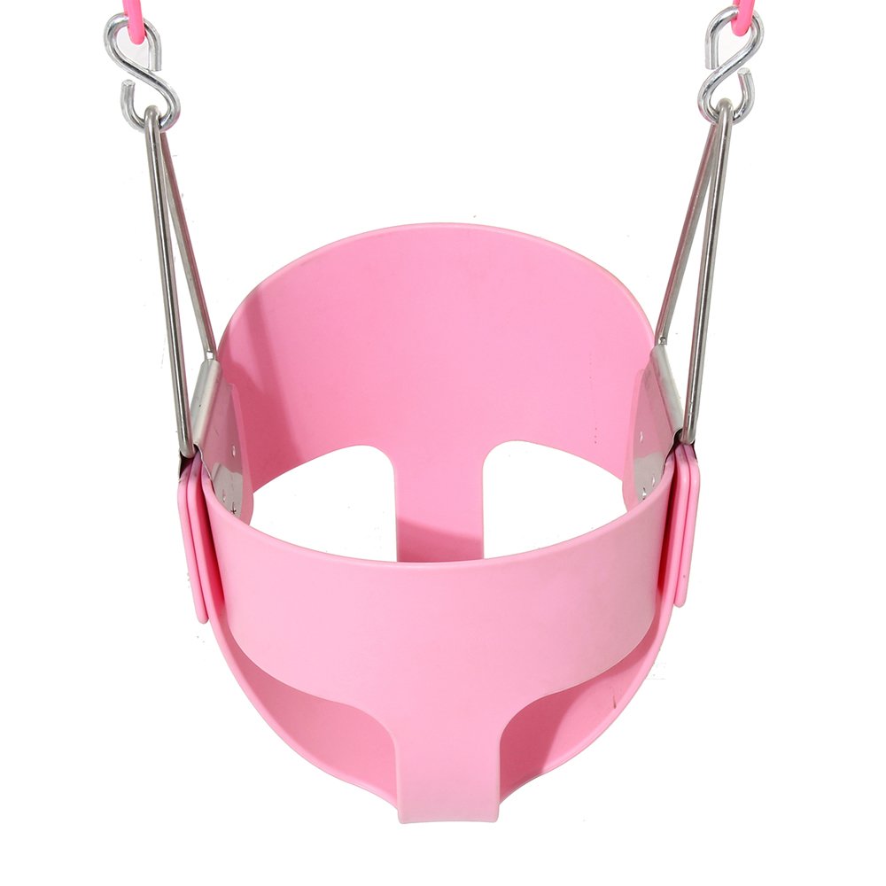 Pink Swing Set - Toddler High Back Full Bucket Swing - Heavy Duty Swing Seat - Swing Set Accessories
