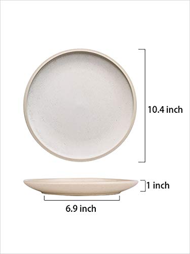MDZF SWEET HOME 10.4-Inch Porcelain Dinner Plates Set, Pasta Serving Plates Matte Glaze Dessert Dishes - Set of 4