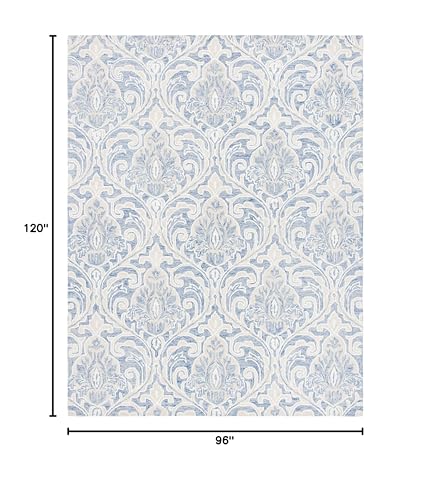 SAFAVIEH Micro-Loop Collection Area Rug - 8' x 10', Blue & Ivory, Handmade Wool, Ideal for High Traffic Areas in Living Room, Bedroom (MLP532M)