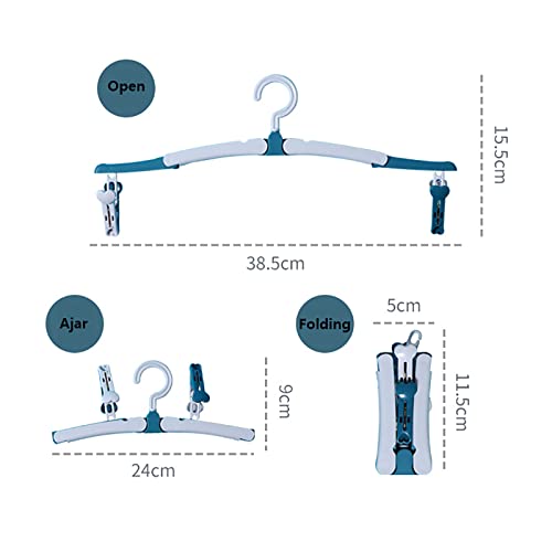 5Pcs Foldable Travel Hangers with 10Pcs Clips Portable Folding Clothes Hangers Travel Accessories Foldable Clothes Drying Rack Hangers Space-Saving Travel & Home Plastic Clothes Hangers