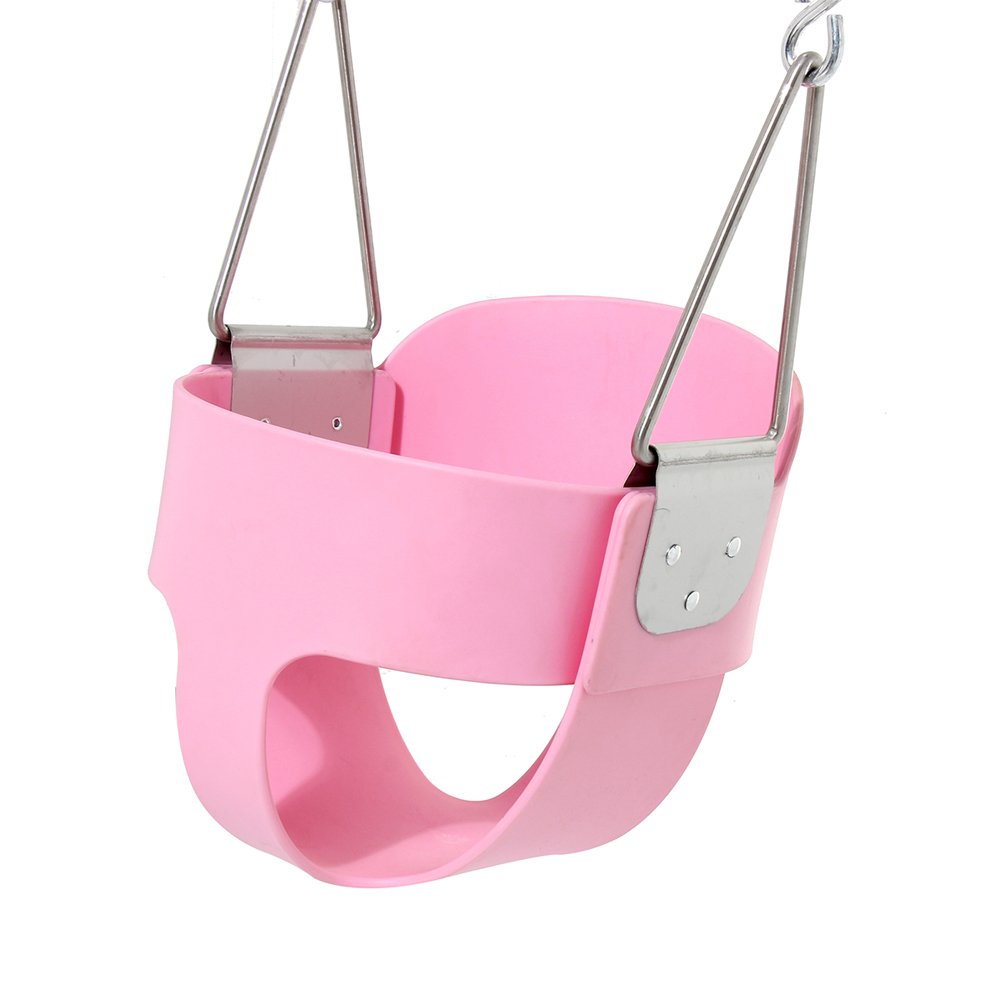 Pink Swing Set - Toddler High Back Full Bucket Swing - Heavy Duty Swing Seat - Swing Set Accessories