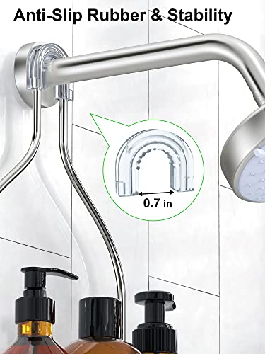 SMARTAKE Hanging Shower Head Caddy, Rustproof Bathroom Shower Shelf Organizer, SUS201 Stainless Steel Over The Shower Storage Rack, for Toilet, Bathroom and Shower Room, Silver