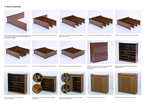 Gdrasuya10 Bamboo Entryway Shoe Storage Cabinet with 2 Folding Doors, 7 Tier Shoe Rack Organizers Shoe Cabinet for Shoes Boots Slippers Sneakers Large Capacity for Home (46" L)