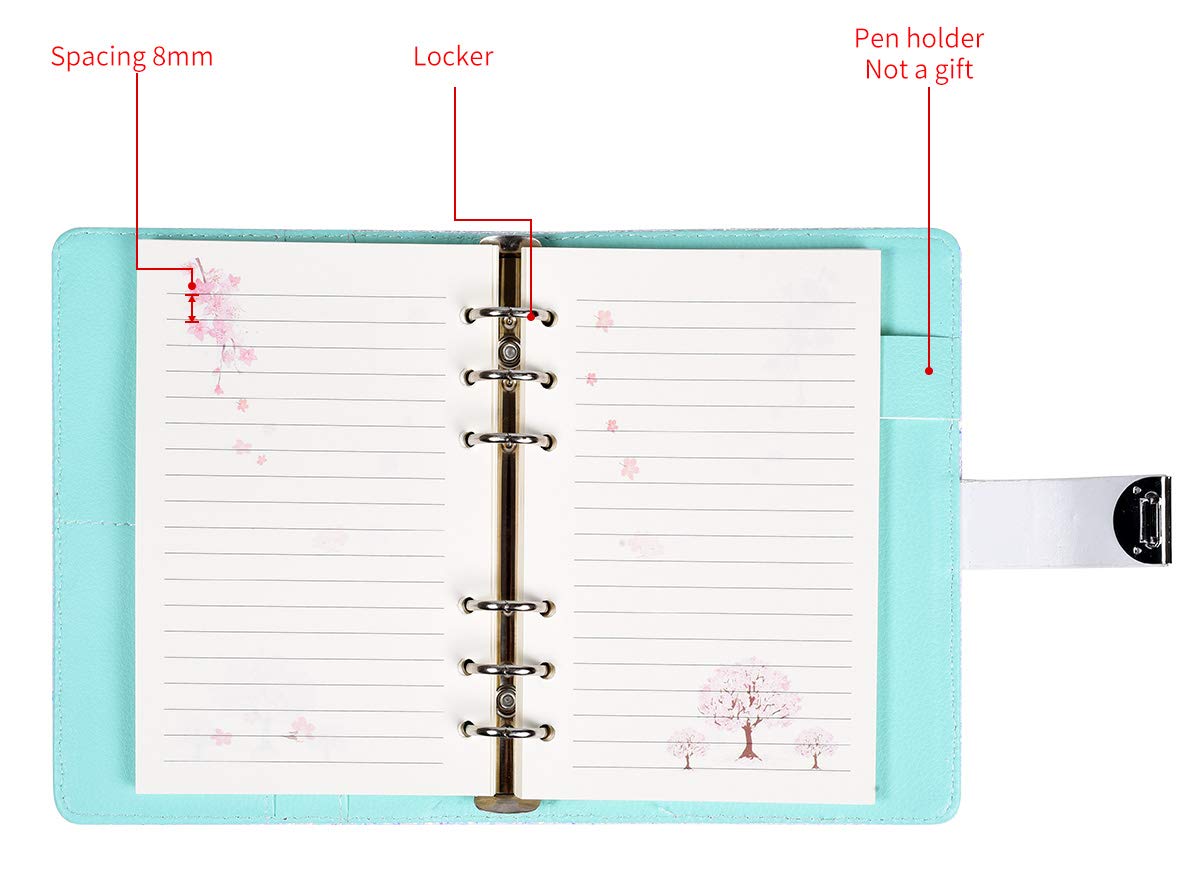 ARRLSDB Digital Password Journal Combination Lock Diary Locking A6 Refillable Leather Journal (White)