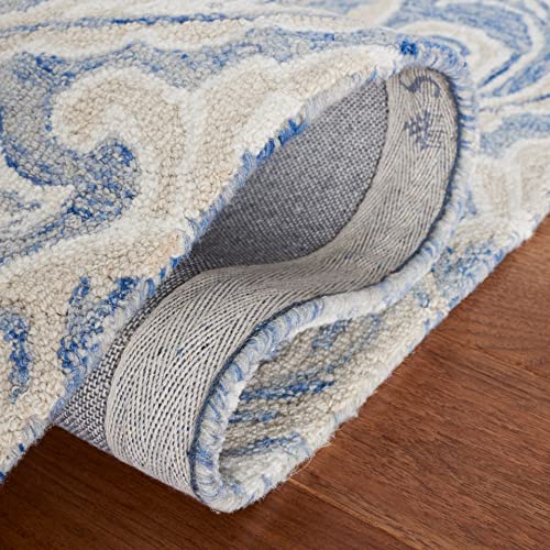 SAFAVIEH Micro-Loop Collection Area Rug - 8' x 10', Blue & Ivory, Handmade Wool, Ideal for High Traffic Areas in Living Room, Bedroom (MLP532M)