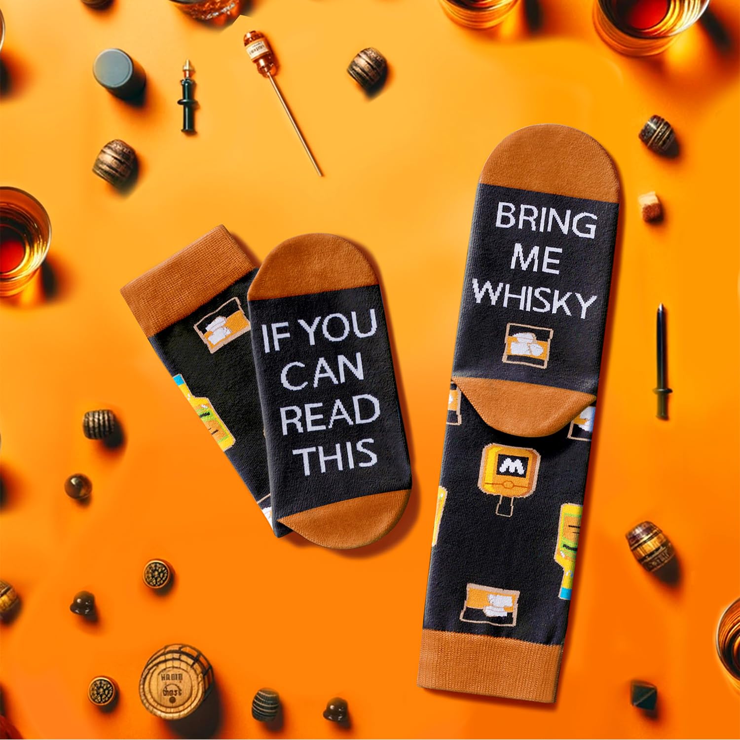 Zmart Whiskey Drinker Gifts for Men - Crazy Alcohol Socks Gifts for Whiskey Bourbon Lovers, Father's Day Drinking Gifts Ideas for Dad