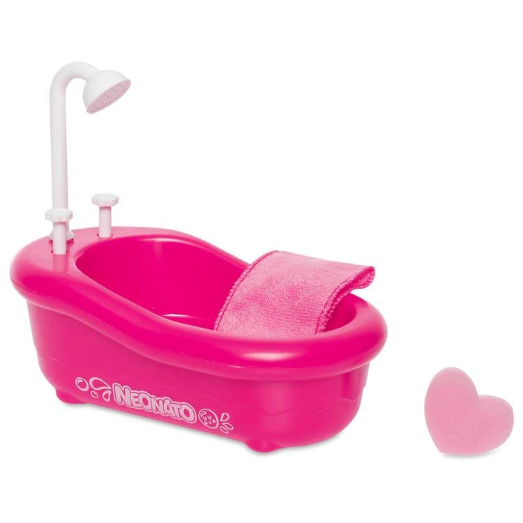 Ksimerito Neonate Nerlie Pink Neo-Ducha Fantasy Shower Set Accessory Kit with Bathtub, Towel & Heart Shaped Sponge - Edition in Spanish by Distroller