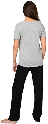 Disney Women's Pajama Lounge Set Minnie Mouse (Grey Tee & Black Pants, 3X)