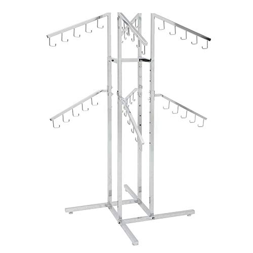 Handbag Rack â Heavy Duty Chrome 4 Way Rack, 8 Adjustable Height Slant Arms, Square Tubing, Perfect for Handbags or Small Garments Store Display