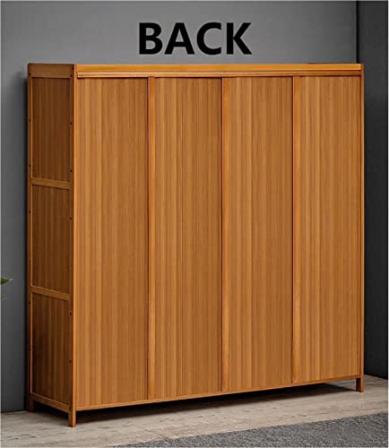 Gdrasuya10 Bamboo Entryway Shoe Storage Cabinet with 2 Folding Doors, 7 Tier Shoe Rack Organizers Shoe Cabinet for Shoes Boots Slippers Sneakers Large Capacity for Home (46" L)
