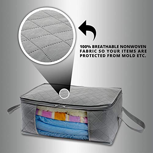 Woffit Foldable Storage Bag Organizers, Great for Clothes, Blankets, Towels, Winter & Summer Clothing, Closets, Bedrooms, Under Bed