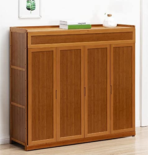 Gdrasuya10 Bamboo Entryway Shoe Storage Cabinet with 2 Folding Doors, 7 Tier Shoe Rack Organizers Shoe Cabinet for Shoes Boots Slippers Sneakers Large Capacity for Home (46" L)