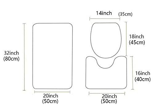 Apular Fashion 3 Piece Bath Rugs Set White Marble Pattern Printed Non Slip Ultra Soft Bathroom Mats, U Shape Mat and Toilet Lid Cover Mat Bath Mats