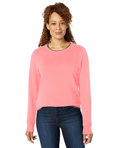 Amazon Essentials Women's French Terry Fleece Crewneck Sweatshirt (Available in Plus Size), Coral Pink, X-Large