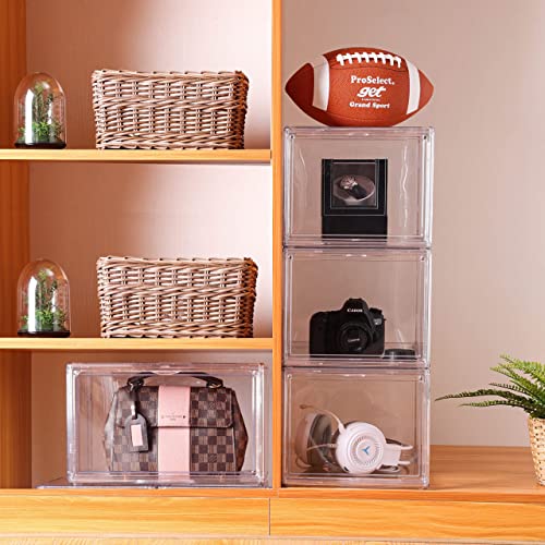Attelite 6 Pack Large Drop Front+3 Pack X-Large Side Open Shoe Box Clear Plastic Shoe Storage Box, As Stackable Shoe Containers for Display Sneakers