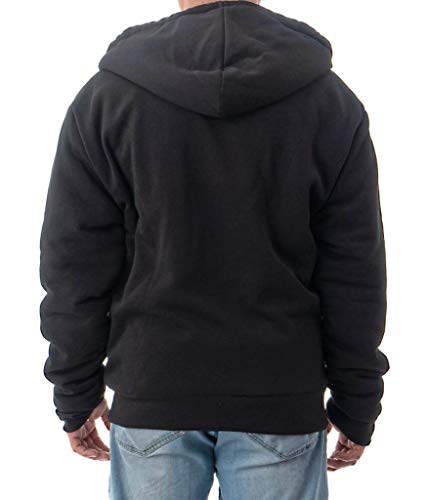 Jvini Men's Ultra Soft Sherpa Lined Hoodie - Full Zip-Up Fleece Sweatshirts 2X-Large Black