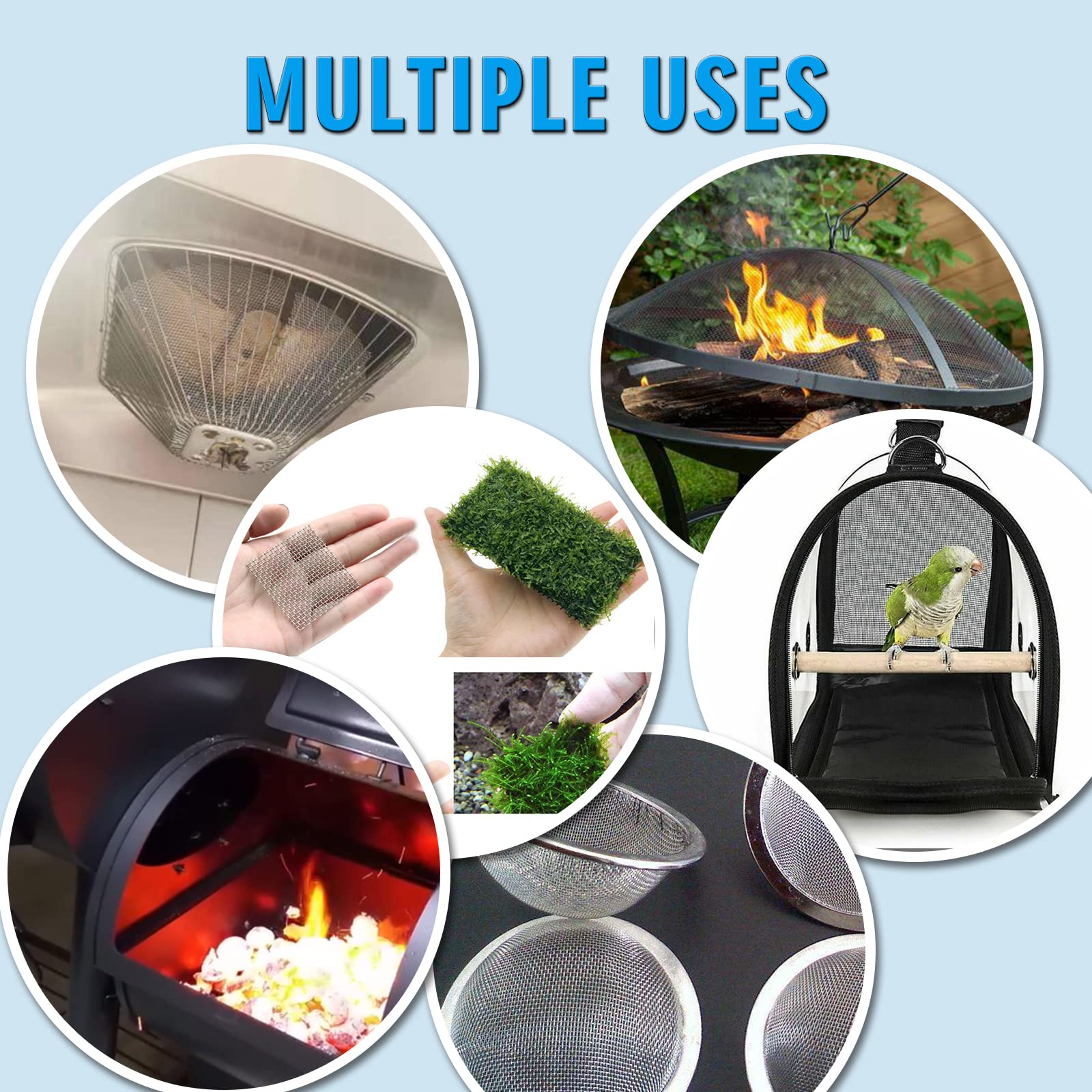 4PACK Stainless Steel Woven Wire Mesh Never Rust, Air Vent Mesh 11.8"X8.2"(300X 210mm), Hard and Heat Resisting Screen, 1mm Hole 20 Mesh Easy to Cut by Valchoose