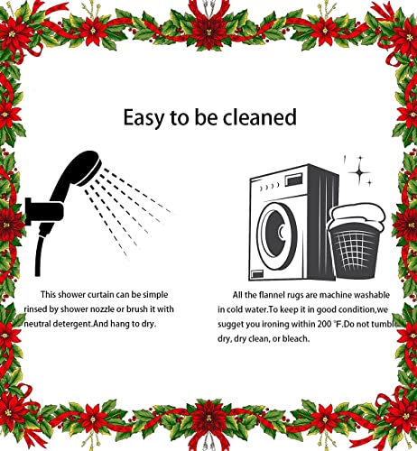 Two Snowmen Bathroom Decor Sets Accessories with Shower Curtain Christmas Shower Curtain Set with Rugs and Accessories Xmas Bathroom Decor 4Pcs