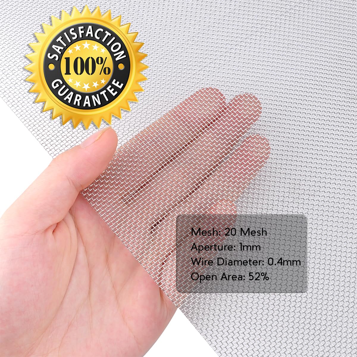 4PACK Stainless Steel Woven Wire Mesh Never Rust, Air Vent Mesh 11.8"X8.2"(300X 210mm), Hard and Heat Resisting Screen, 1mm Hole 20 Mesh Easy to Cut by Valchoose
