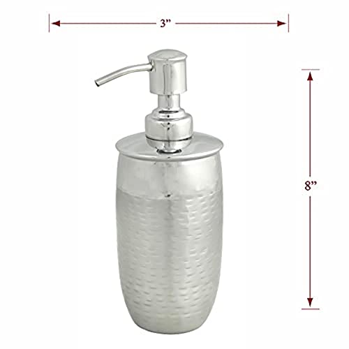 Bathroom Accessories - Set of 5 Includes Soap Lotion Dispenser, Soap Dish Tumbler, Cotton Jar, Tissue Box for Modern Farmhouse Bath Decor Kitchen Countertop Organizer Housewarming Gift - Silver