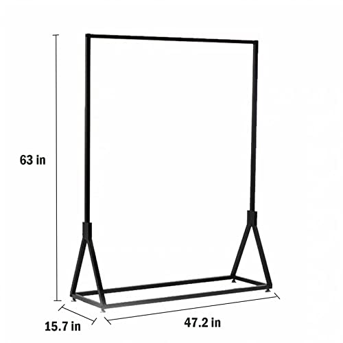 FURVOKIA Modern Simple Heavy Duty Metal Rolling Garment Rack with Wheel,Retail Display Clothing Rack, Single Rod Floor-Standing Hangers Clothes Shelves (Black Square Tube A, 47.2 L)