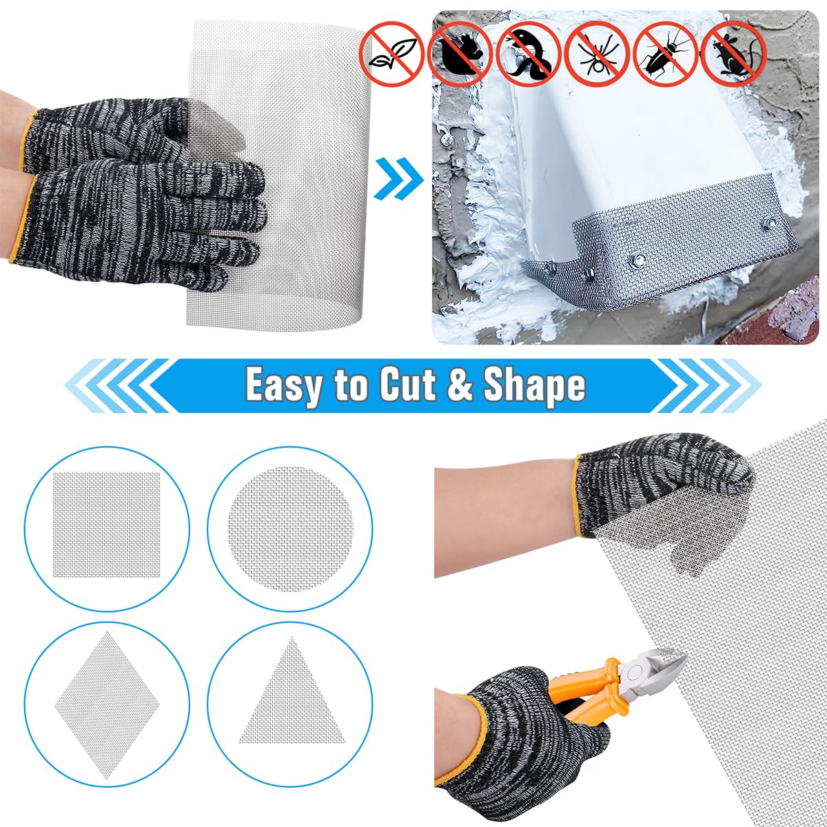 4PACK Stainless Steel Woven Wire Mesh Never Rust, Air Vent Mesh 11.8"X8.2"(300X 210mm), Hard and Heat Resisting Screen, 1mm Hole 20 Mesh Easy to Cut by Valchoose
