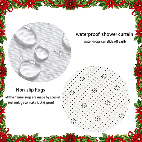Two Snowmen Bathroom Decor Sets Accessories with Shower Curtain Christmas Shower Curtain Set with Rugs and Accessories Xmas Bathroom Decor 4Pcs