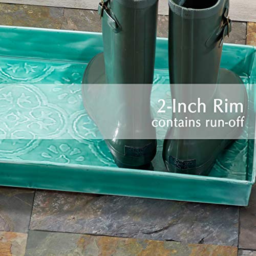 HF by LT Enchanted Scroll Pattern Metal Boot, 30 x 13 inches, Antique Zinc Finish
