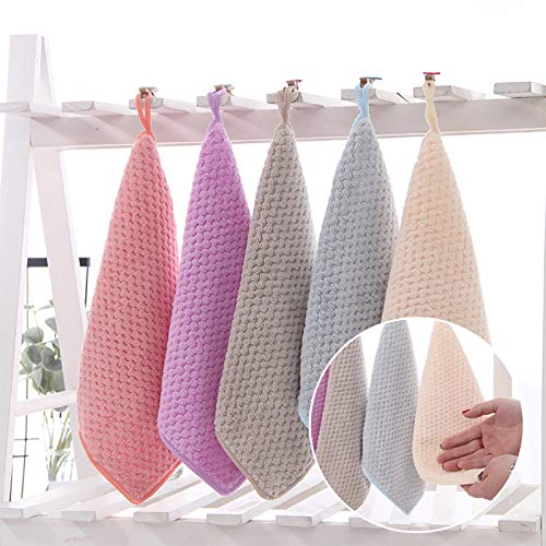 Onlup Hanging Hand Towels,Hand Dry Towels for Kitchen & Bathroom, Super Absorbent Soft Small Hanging Towel Set with Hanging Loop, Machine Washable Towel Fast Drying, Set of 5