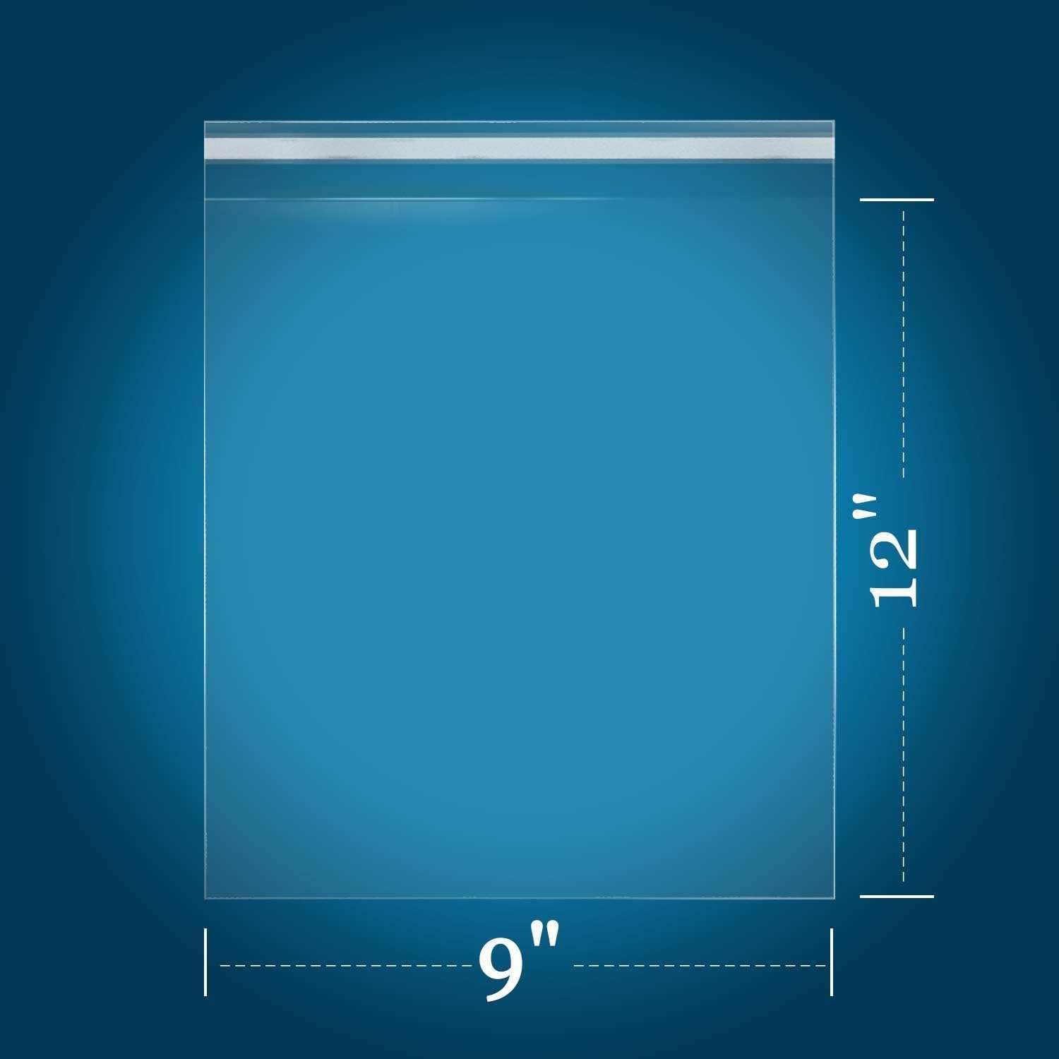iMailer - 100 Count - 9" x 12" Cellophane Bags Self Adhesive - Clear Cello Resealable Plastic Poly Bags for A4, Letter Sized Documents, Plastic Sleeves, Clothing