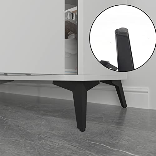 AGOTENI Shoe Cabinet with 4 Doors & 4 Tier Shelves for Entryway, Modern Shoe Storage Cabinet, Freestanding Shoe Rack Storage Organizer (55.1”W x 13.8”D x 37.4”H)