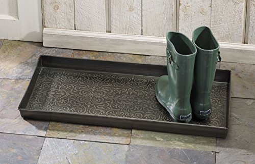 HF by LT Enchanted Scroll Pattern Metal Boot, 30 x 13 inches, Antique Zinc Finish