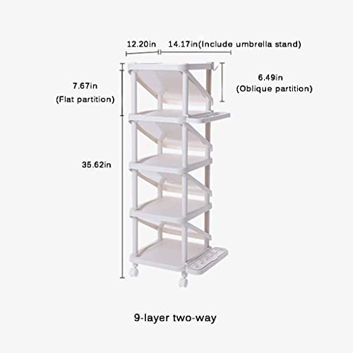 Multi-Layer Rolling Wheel Cart Shoe Rack 9-Layer Two-Way for Kitchen Home Office Craft Garage Salon Shoe Cabinet( 90x36cm ) Ventilated