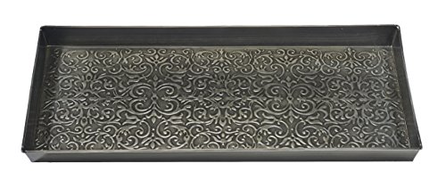 HF by LT Enchanted Scroll Pattern Metal Boot, 30 x 13 inches, Antique Zinc Finish
