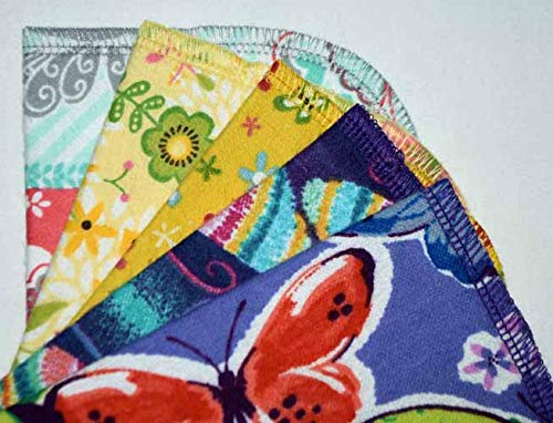 2 Ply Printed Flannel 8x8 Inches Set of 5 Little Wipes Butterfly Kisses