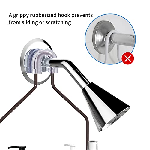 Shower Caddy Hanging over Shower Head Rust Roof Shower Organizer with 10 Hooks for Razor Shampoo Holder Bathroom Shower Rack Storage Shelf with Towel Bar β Bronze