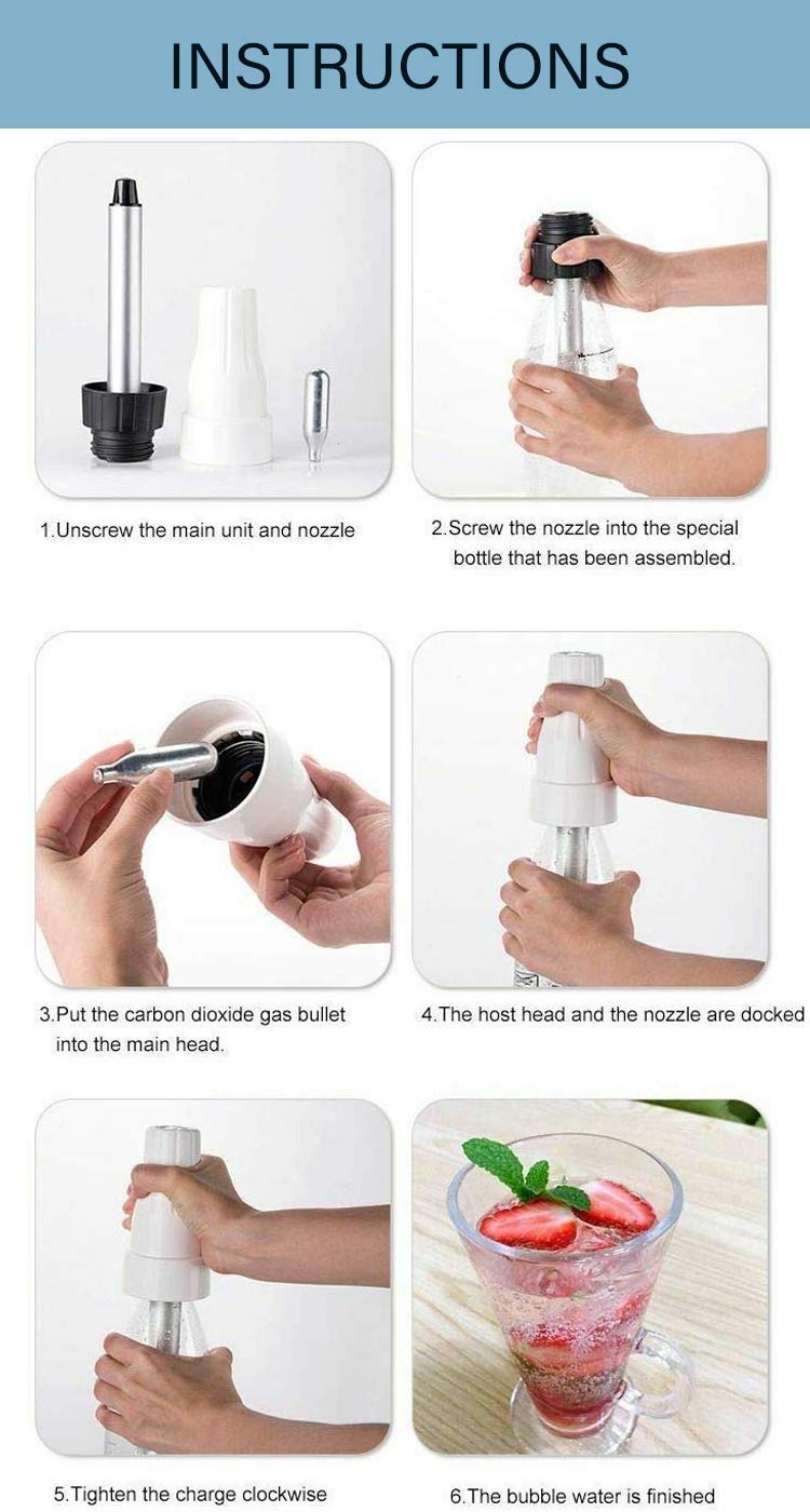 Hand-held Soda Maker Home Bar Office DIY Bubble Fruit Juice Carbonated Water Healthy Drinks Machine, 1L,NoCO2Charger