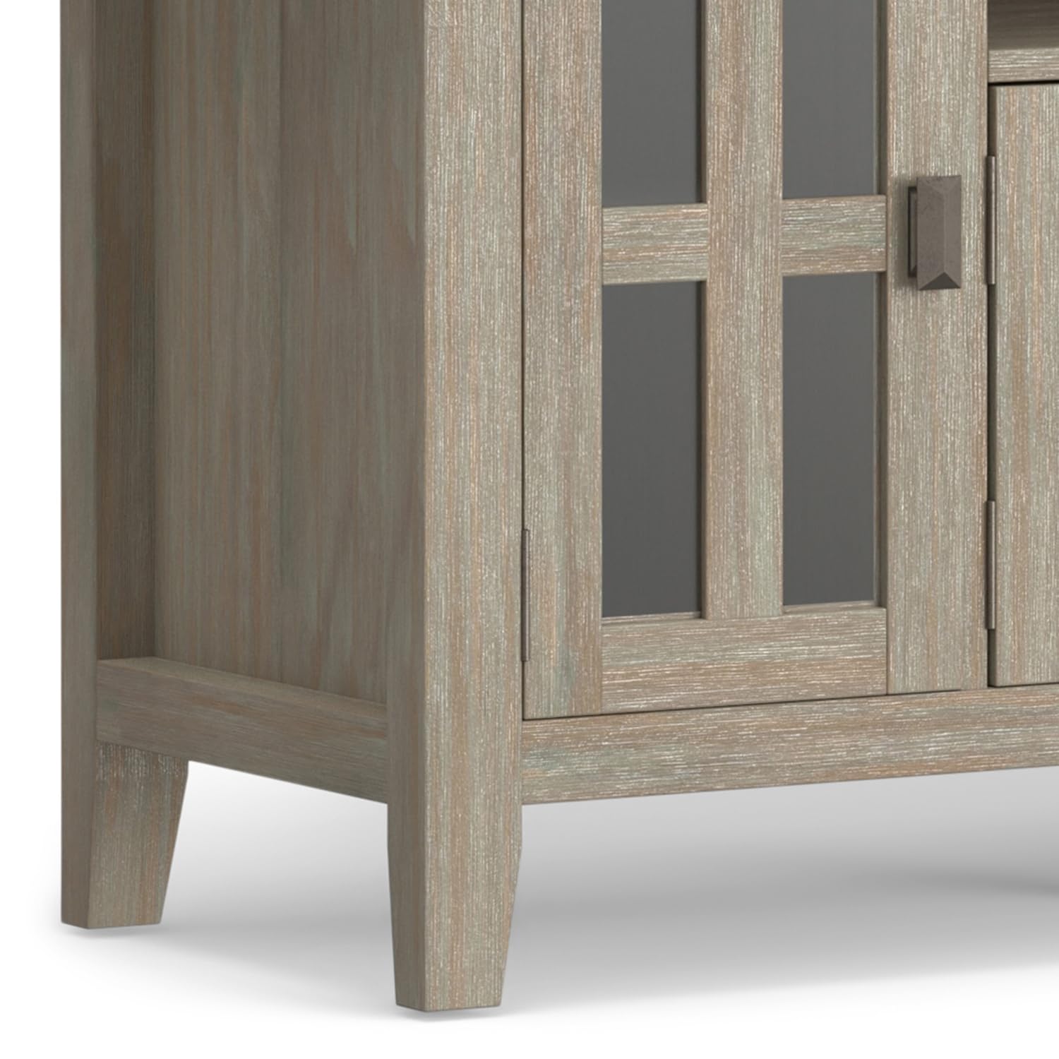 SIMPLIHOME Artisan SOLID WOOD Universal TV Media Stand, 72 inch Wide, Transitional, Living Room Entertainment Center, Storage Cabinet, for Flat Screen TVs up to 80 inches in Distressed Grey