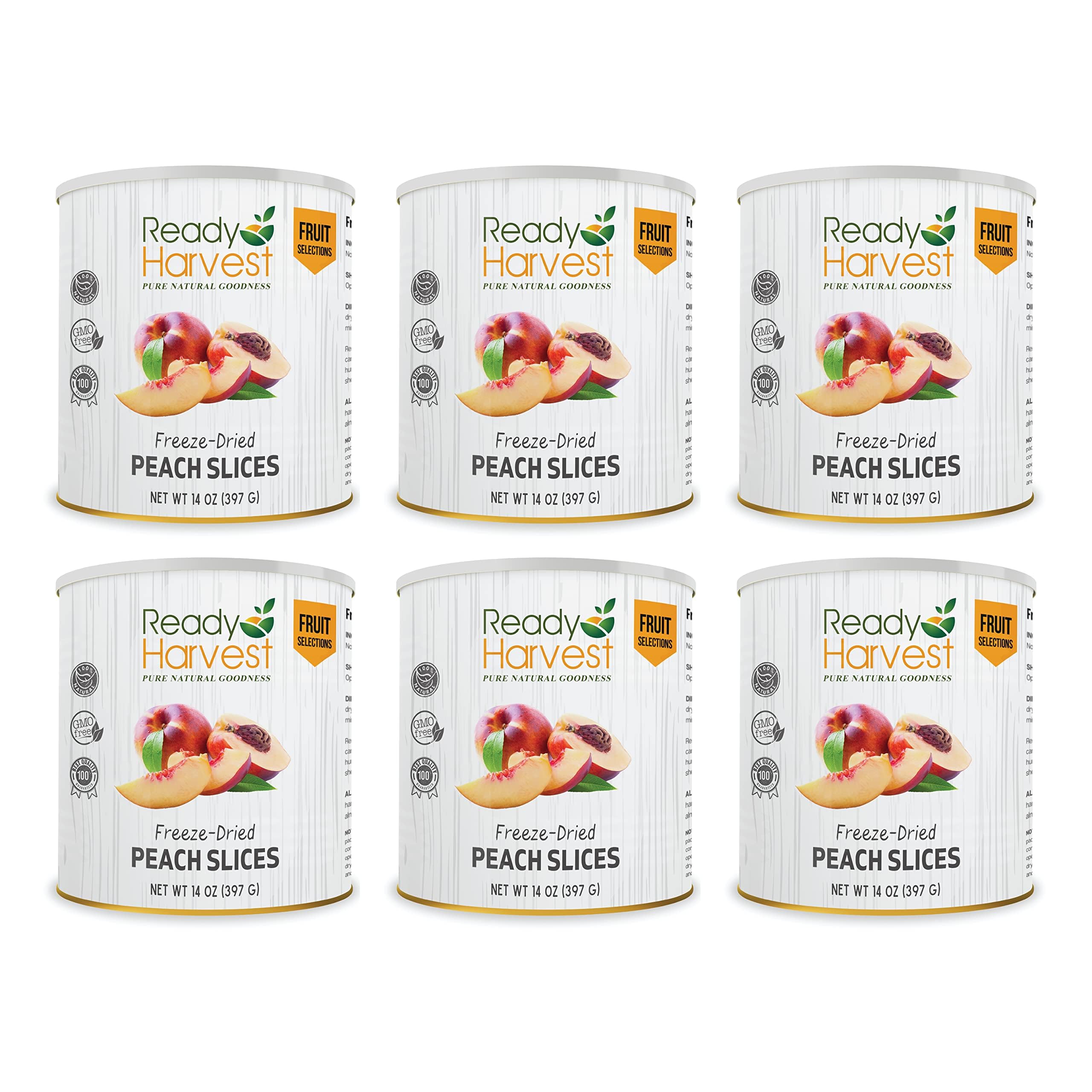 Ready Harvest Freeze Dried Peaches Freeze Dried Fruit, Freeze Dried Food Gluten Free Snacks, Fruit Snacks, Canned Food, Camping Essentials, Veggie Snacks #10 Can, 25-year shelf life 6 cans 397g