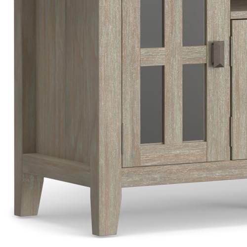 SIMPLIHOME Artisan SOLID WOOD Universal TV Media Stand, 72 inch Wide, Transitional, Living Room Entertainment Center, Storage Cabinet, for Flat Screen TVs up to 80 inches in Distressed Grey