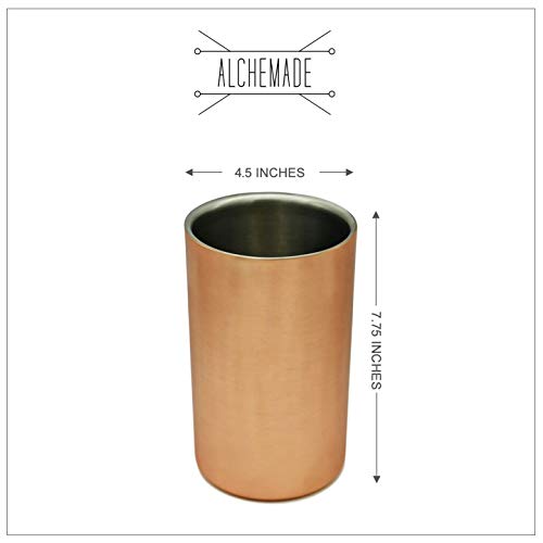 Alchemade Stainless Steel Copper Champagne Wine Bottle Chiller - Wine Cooler Bucket Sleeve, Single Bottle Wine Chiller For Your Home, Bar, Restaurant, Wedding, Party Or Event