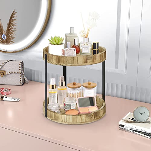 2 Tier Bathroom Organizer Countertop, Bathroom Trays Vanity Organizer Cosmetic Holder for Counter, Kitchen Storage Standing Spice Rack, Counter Shelf for Bathroom Living Room Bedroom Dressing Table