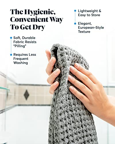 SUTERA - Silverthread Waffle Towel California - Grown Pima Cotton, Quick Drying, Ultra Soft, Lightweight and Absorbent - Waffle Weave Design - Luxury Towel (Hand, Grey) 16"x30"