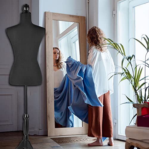 Female Dress Form Mannequin Body Torso Stand with Adjustable Height Stand Dress Form for Display or Decoration, Black