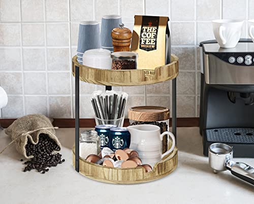 2 Tier Bathroom Organizer Countertop, Bathroom Trays Vanity Organizer Cosmetic Holder for Counter, Kitchen Storage Standing Spice Rack, Counter Shelf for Bathroom Living Room Bedroom Dressing Table