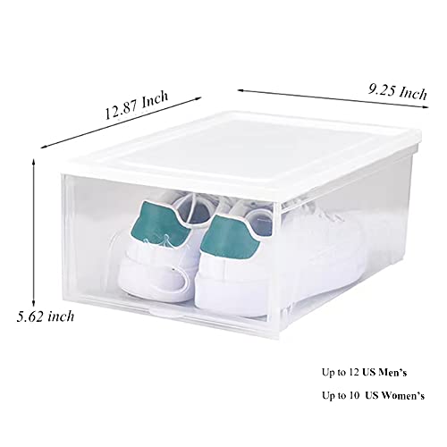 Yagizaai Bayou Shoe Boxes Clear Plastic Stackable, 8 PCS Heavy Duty Shoe Boxes, Clear Shoe Boxes with Lids Stackable, Easy to Assemble for Size Up to 10