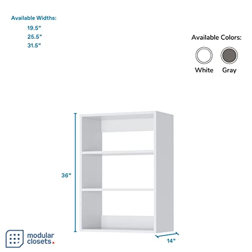 Closet Shelves - Modular Closet System with Shelving - Corner Closet System - Closet Organizers and Storage Shelves (White, 19.5 inches Wide) Closet Shelving
