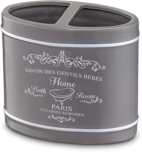 Home Basics Paris Collection Bathroom Accessories Bundle in Grey | Waste Bin | Soap Dispenser | Soap Dish | Tumbler | Toothbrush Holder | Elegant Design