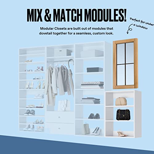 Closet Shelves - Modular Closet System with Shelving - Corner Closet System - Closet Organizers and Storage Shelves (White, 19.5 inches Wide) Closet Shelving