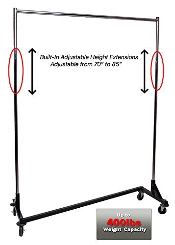 Only Hangers Commercial Grade Rolling Z Rack with Nesting Black Base